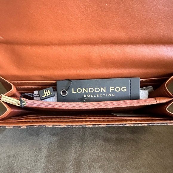 London Fog | Bags | London Fog Cognac Sophia Signature Flap Wallet ...